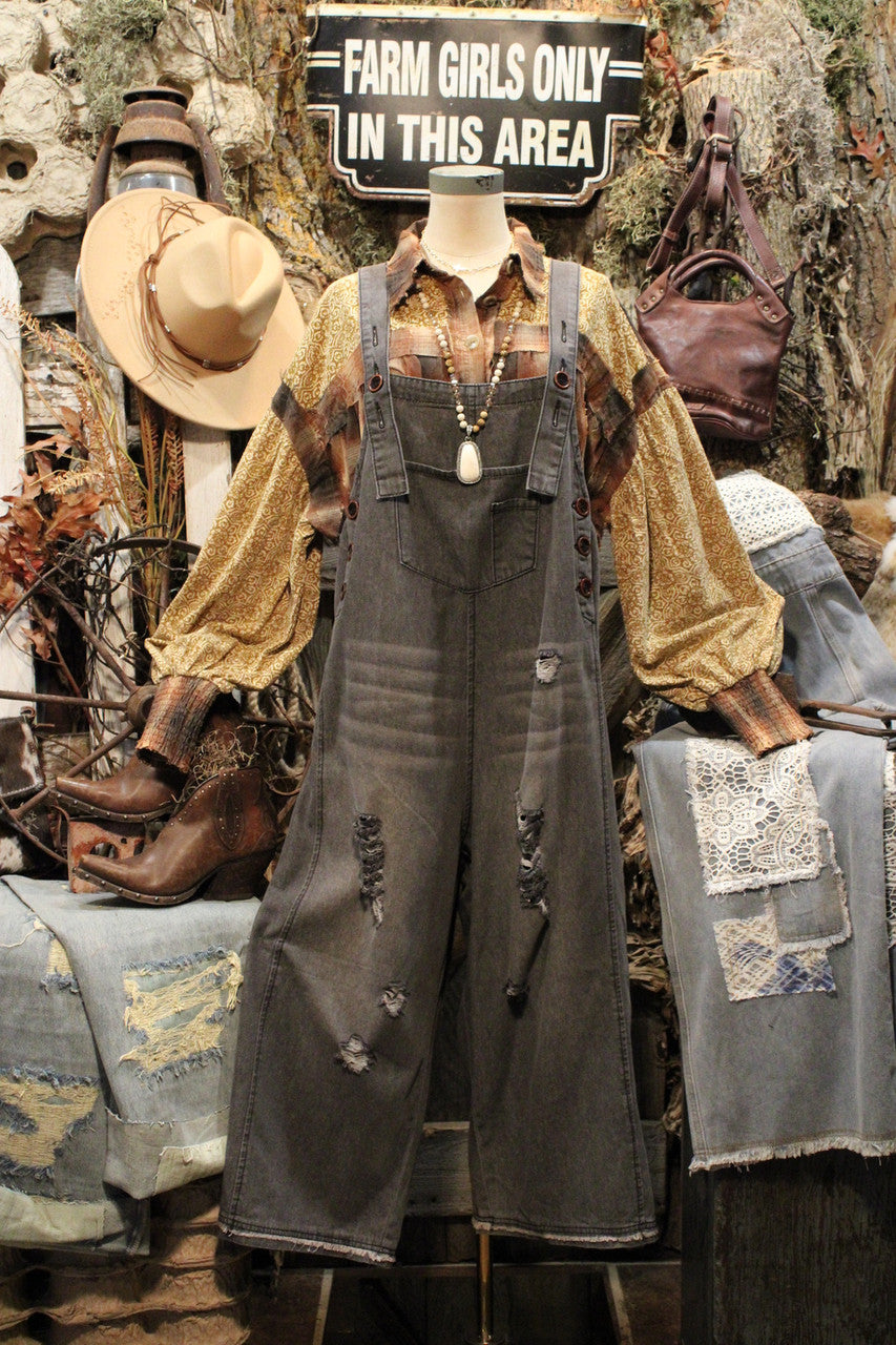 Sidewalk Chalk Black Wide Leg Overalls – Farm Girls Fancy Frills