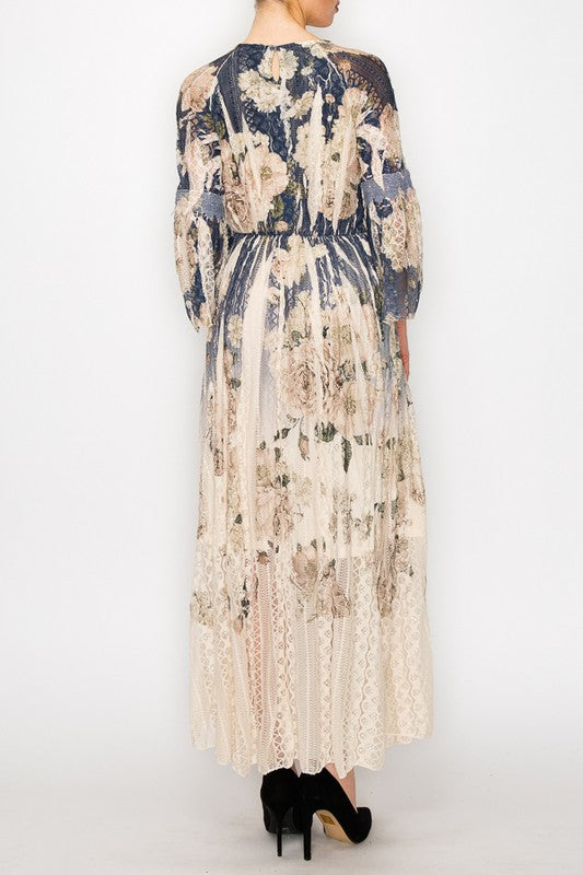Lead Singer Beige Dark Navy Floral Maxi Dress – Farm Girls Fancy Frills